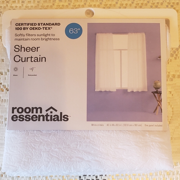 Room Essentials | Accents | Sheer Curtain White Crinkle Panel 4 X 63 ...